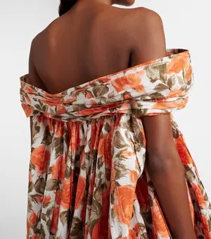 Chloé Floral Pleated Cotton Poplin Minidress