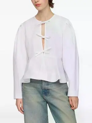 GANNI Peplum Hem Blouse With Bow Detail