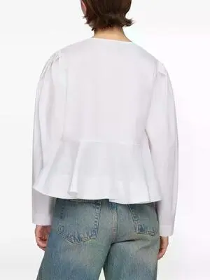 GANNI Peplum Hem Blouse With Bow Detail
