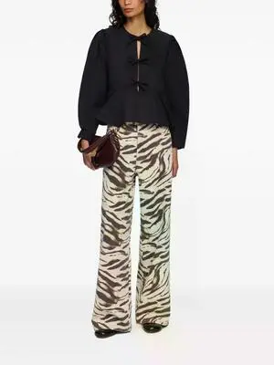 GANNI Peplum Hem Blouse With Bow Detail