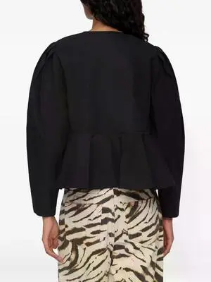 GANNI Peplum Hem Blouse With Bow Detail