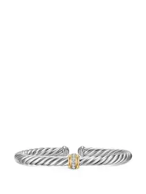 David Yurman Cable Classic Station Bracelet In Sterling And 14k Yellow Gold With Pave Diamonds