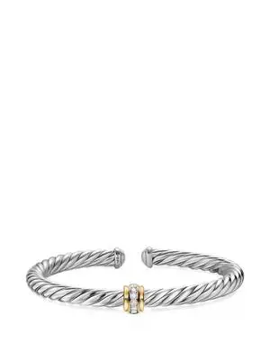 David Yurman Cable Classic Station Bracelet In Sterling And 14k Yellow Gold With Pave Diamonds