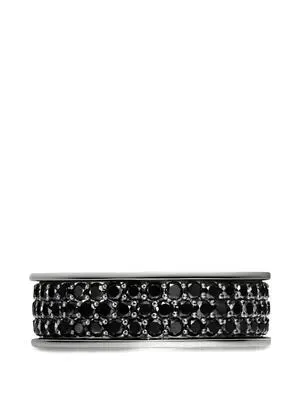 David Yurman Streamline® Band Ring In Sterling With Pavé-set Black Diamonds - Silver