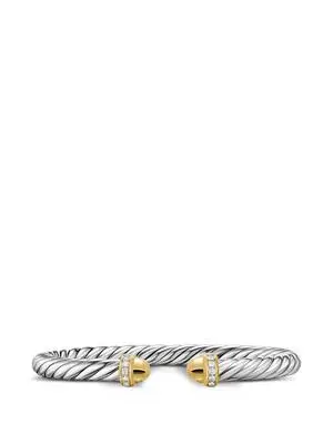 David Yurman Cable Flex® Bracelet In Sterling And 14k Yellow Gold With Diamonds