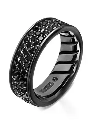 David Yurman Streamline Band Ring In Titanium With Diamonds - Black