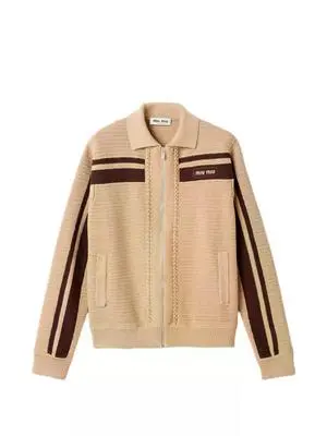 Miu Miu Cotton Crochet Track Jacket With Trim