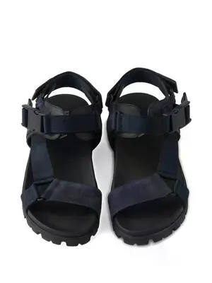 Prada Suede And Woven Tape Sporty Sandals With Side Release Buckle