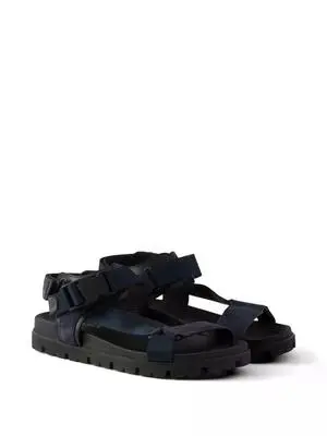 Prada Suede And Woven Tape Sporty Sandals