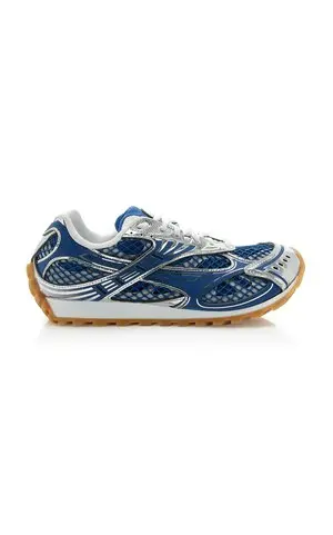 Bottega Veneta Orbit Metallic Mesh Low Top Sneakers - Blue
