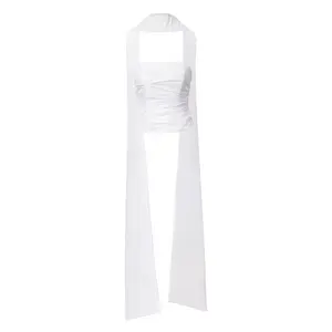 LITA COUTURE Taffeta Corset Top With Scarf - White