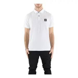 Stone Island Compass-patch Short-sleeved Polo Shirt - White