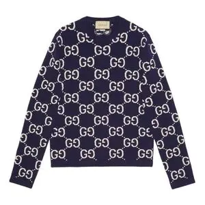 Gucci Gg Wool Jacquard Pullover - Blue