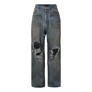 Balenciaga Patched Pockets Wide Leg Jeans - Blue
