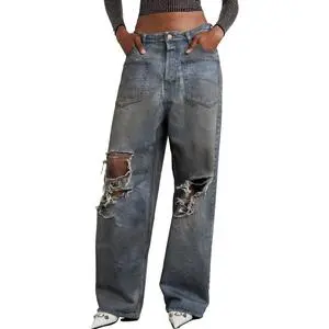 Balenciaga Patched Pockets Wide Leg Jeans