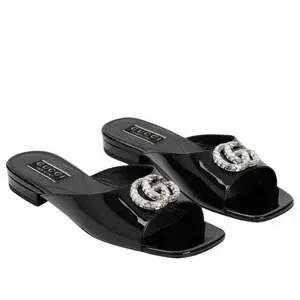 Gucci Gg Patent Leather Slides