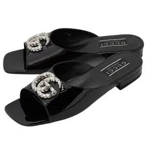 Gucci Gg Patent Leather Slides