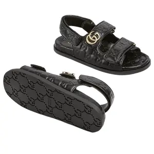 Gucci Double G Leather Sandals - Black