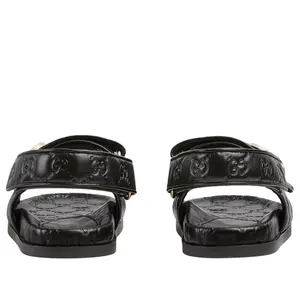 Gucci Double G Leather Sandals - Black