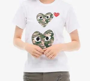 Play Comme Des Garcon Camouflage Double Heart Tee