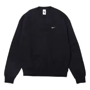 Nike Lab Fleece Crew Solid Color Stay Warm Sports Round Neck Pullover - Black