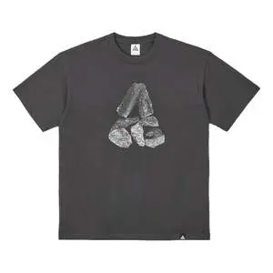 Nike Series Minimalistic Alphabet Logo Printing Round Neck Loose Casual Short Sleeve Dark Grey T-shirt - Multi-color