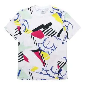 Adidas Originals Cozy Sports Printing Round Neck Short Sleeve - White