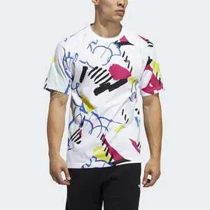 Adidas Originals Cozy Sports Printing Round Neck Short Sleeve - White