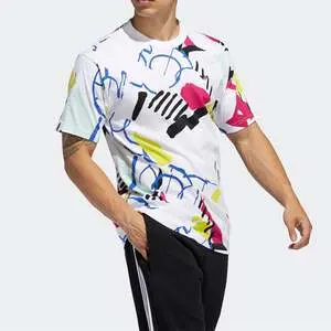 Adidas Originals Cozy Sports Printing Round Neck Short Sleeve - White