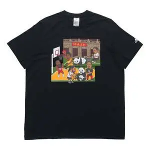 Adidas China Tee Basketball Sports Funny Printing Round Neck Short Sleeve - Black