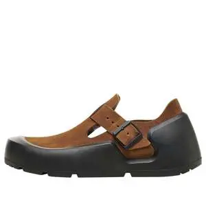 BIRKENSTOCK Reykjavik Nubuk Leather Mary Jane Buckled Shoes - Orange/black