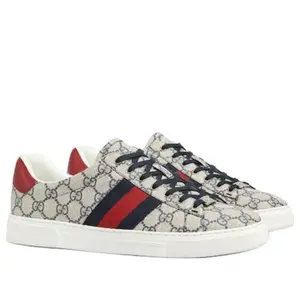 Gucci Ace Web Sneakers - Beige/navy