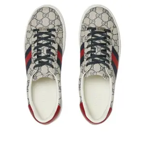Gucci Ace Web Sneakers - Beige/navy