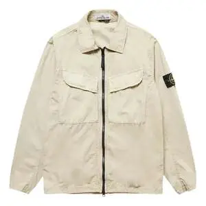 Stone Island Brushed Canvas Zip Overshirt 'cream