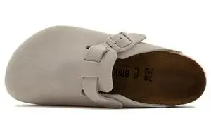 BIRKENSTOCK Boston Suede Leather Clogs - White