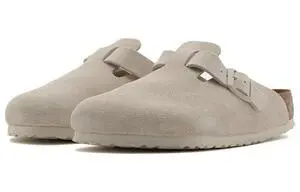 BIRKENSTOCK Boston Suede Leather Clogs - White