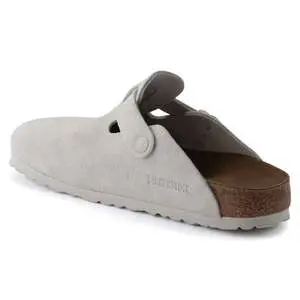 BIRKENSTOCK Boston Suede Leather Clogs - White