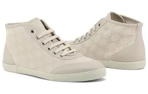 Gucci High Top Gg Logo Print Sneakers - Beige/white