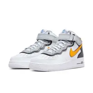 Nike Force 1 Mid '07 Lv8 "athletic Club" Sneakers - White/yellow/grey