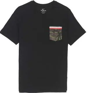 Nike Back Cartoon Devil Camouflage Pattern Printing Casual Round Neck Short Sleeve Black T-shirt - Multi-color