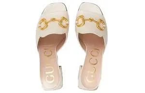 Gucci Horsebit Leather Slide Sandal - White