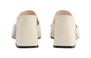 Gucci Horsebit Leather Slide Sandal - White