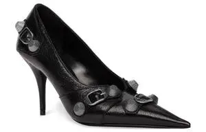 Balenciaga Black Arena Lambskin Cagole 90mm Pumps - Black/silver