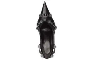 Balenciaga Black Arena Lambskin Cagole 90mm Pumps - Black/silver