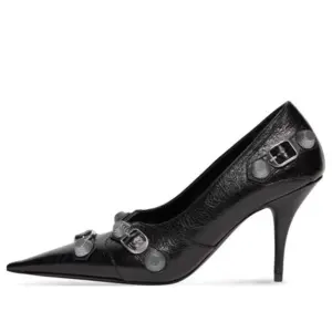 Balenciaga Black Arena Lambskin Cagole 90mm Pumps - Black/silver