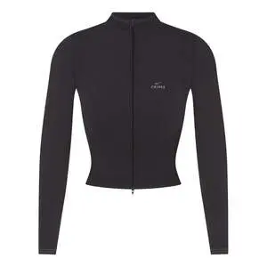 Nike X Skims Ribbed Seamless Zip Up Crop Jacket - Obsidian