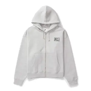 Nike X Stussy Ss24 Full-zip Fleece Hoodie 'grey Black - Grey/black