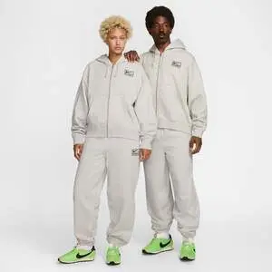 Nike X Stussy Ss24 Full-zip Fleece Hoodie 'grey Black - Grey/black