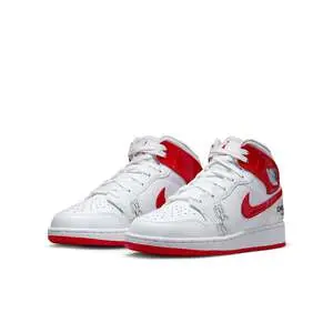 JORDAN 1 Mid "rookie Season" Sneakers - White/univ Red