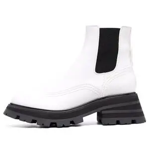 Alexander McQueen Leather Chelsea Ankle Boots - White